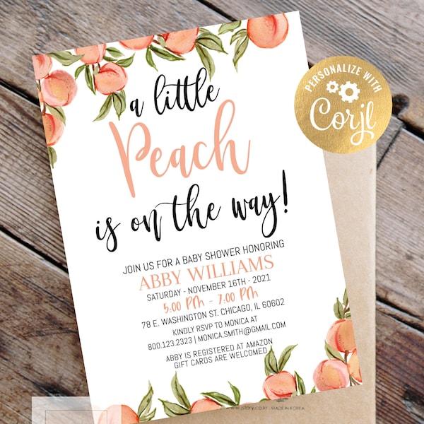 Peach Invitation - Etsy