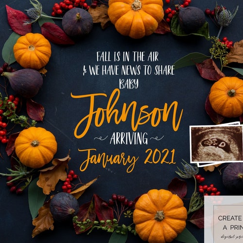 Editable Fall Pregnancy Announcement Digital October - Etsy