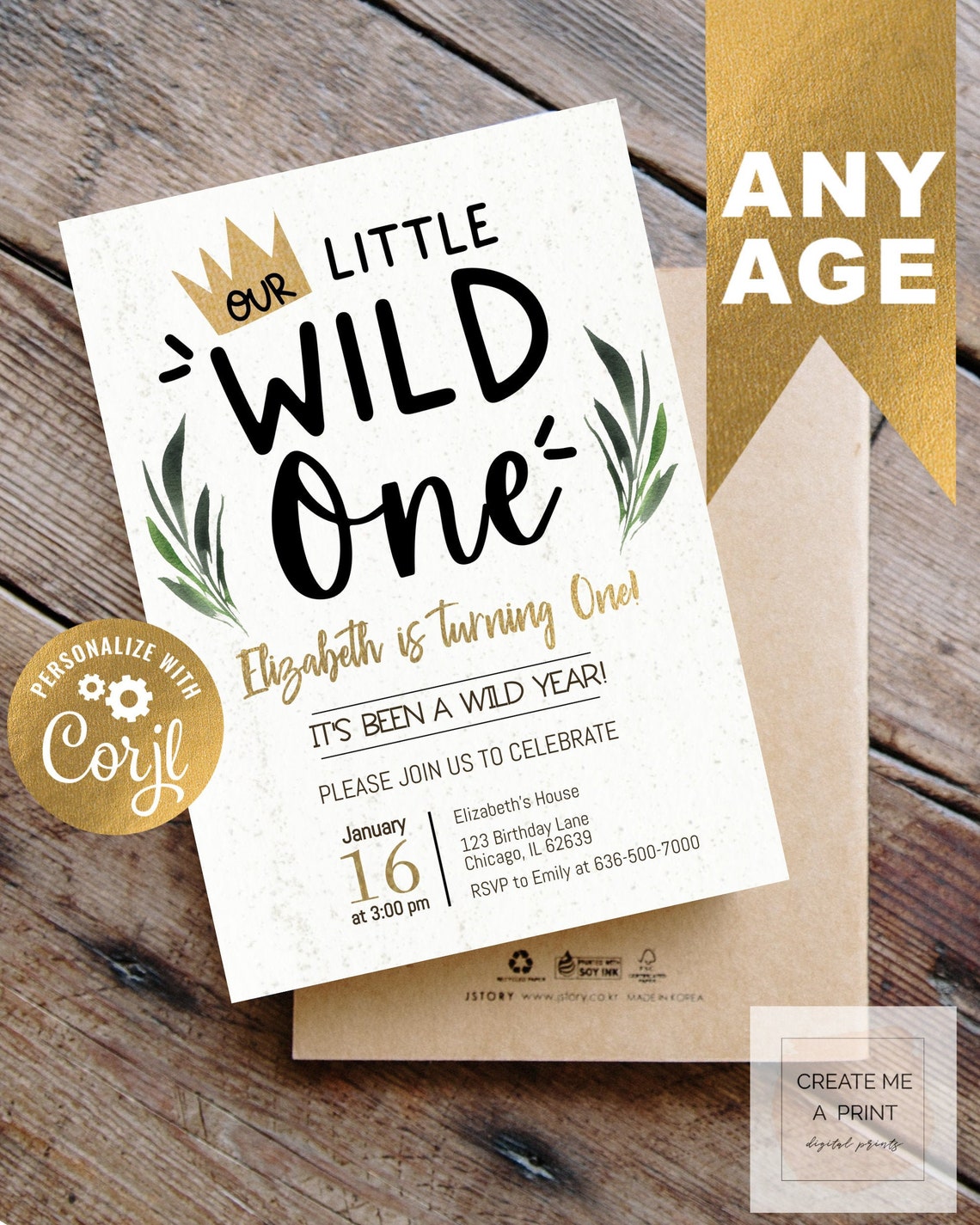 Editable Our Little Wild One Birthday Invitation Wild | Etsy