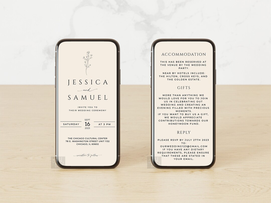 Digital Wedding Invitation Template / Electronic Wedding Evite ...