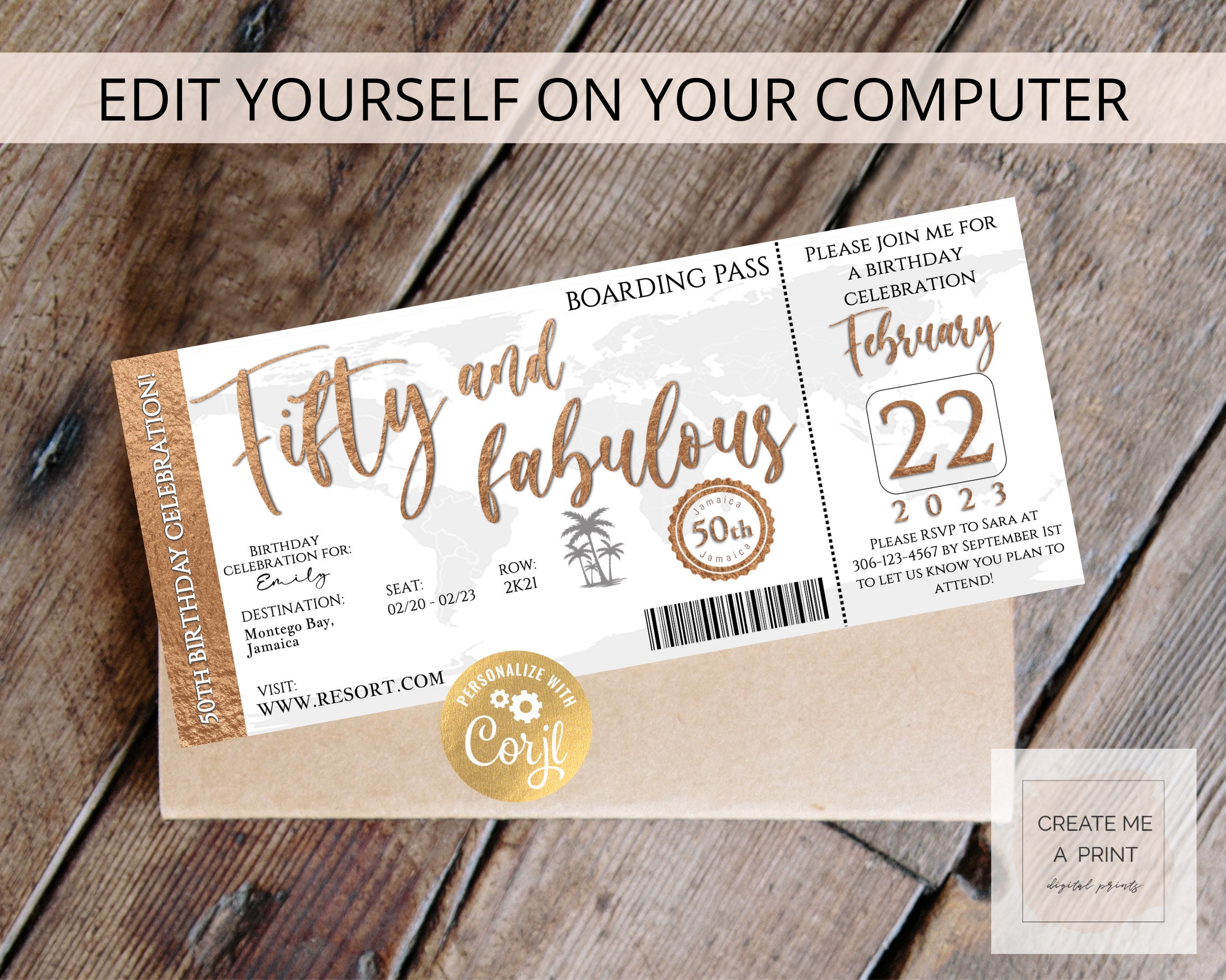 Boarding Pass Birthday Invitations Template