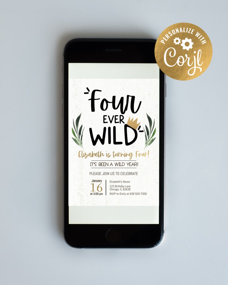 Four Ever Wild Instant Access Birthday Invitation Wild | Etsy