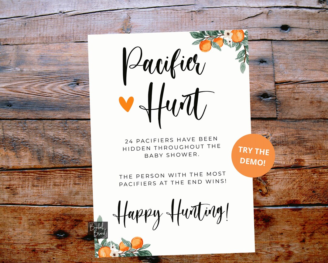 Baby Pacifier Hunt Baby Shower Game Template, Printable Baby Shower ...