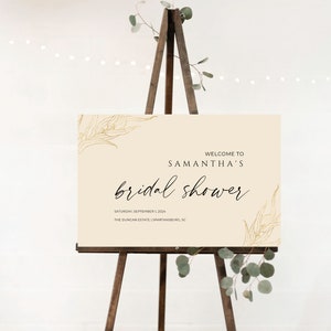 Welcome Sign Template Beige Boho Printable Shower Welcome - Etsy