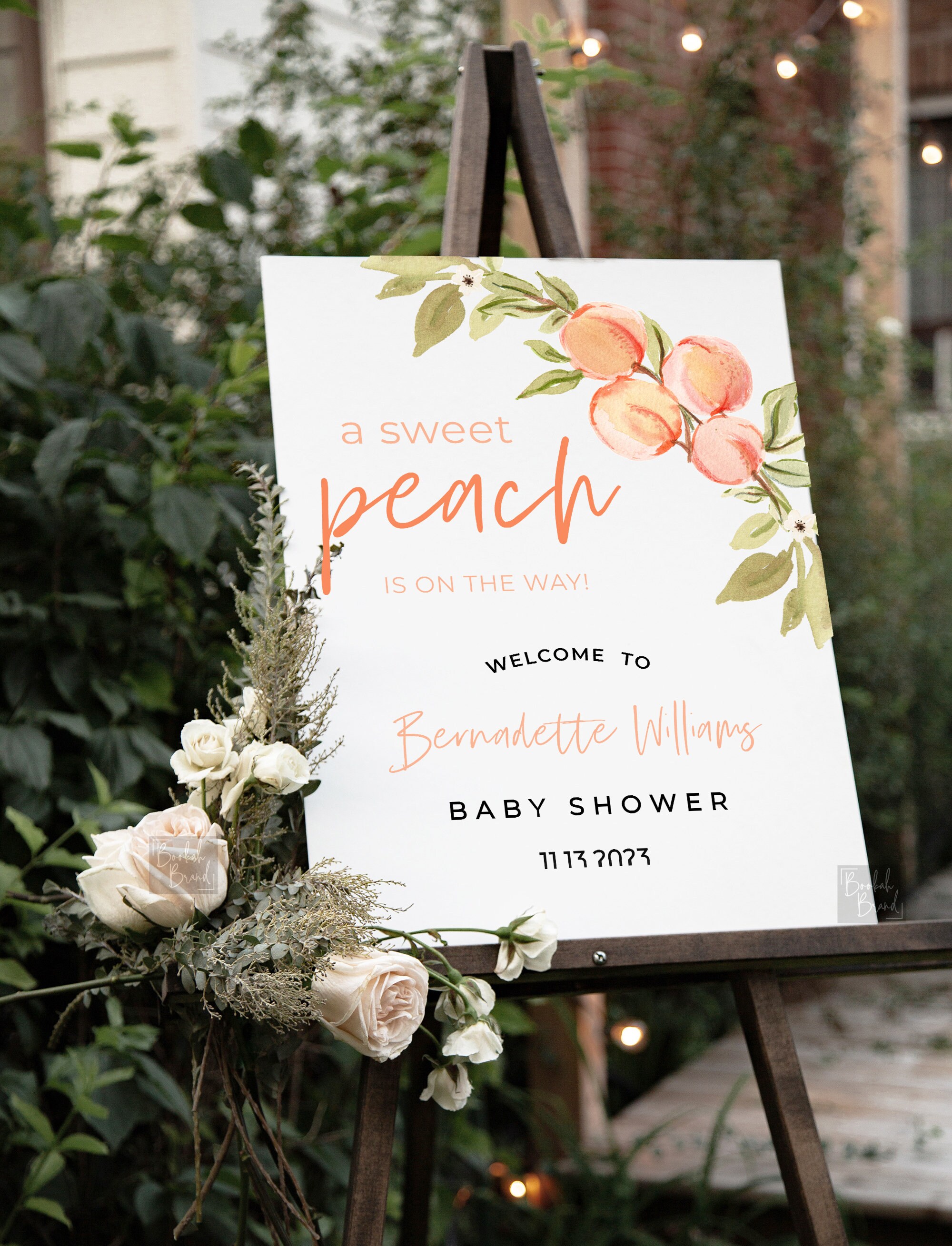 A Sweet Peach is on the Way Template, Welcome Sign Editable Baby Shower ...