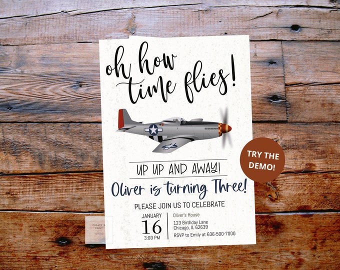 Airplane Birthday Invitation Template, Airplane Birthday Invitation ...