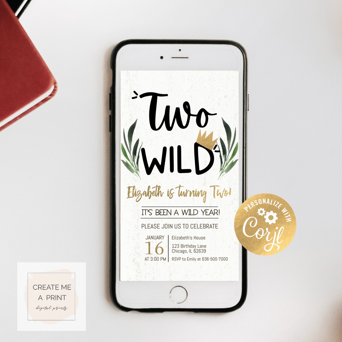 2nd Birthday Invite Template Editable Two Wild Invitation - Etsy