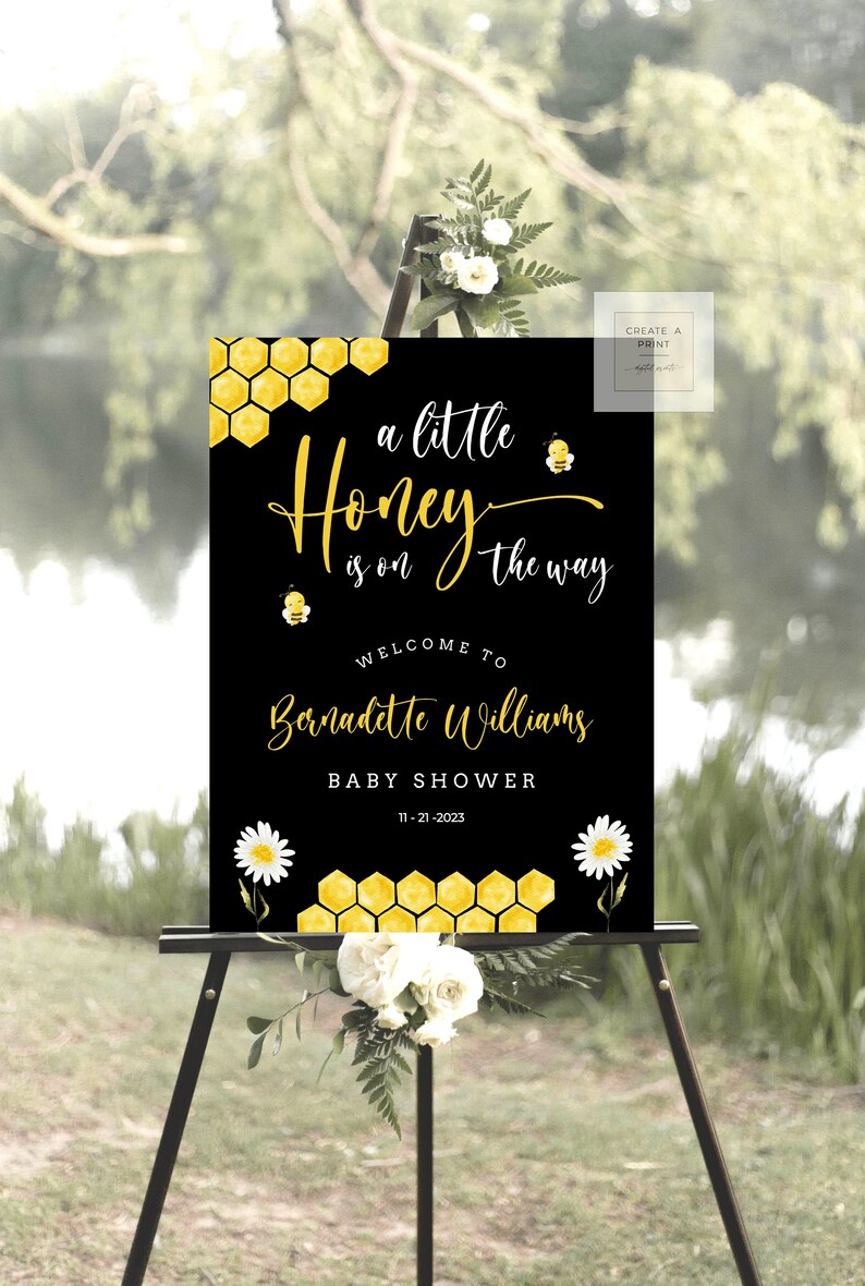 Welcome Sign Honey Bee A Little Honey is on the Way Template - Etsy