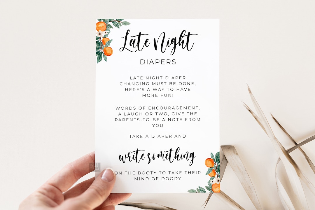 Late Night Diaper Printable Template, Printable Baby Shower Games ...
