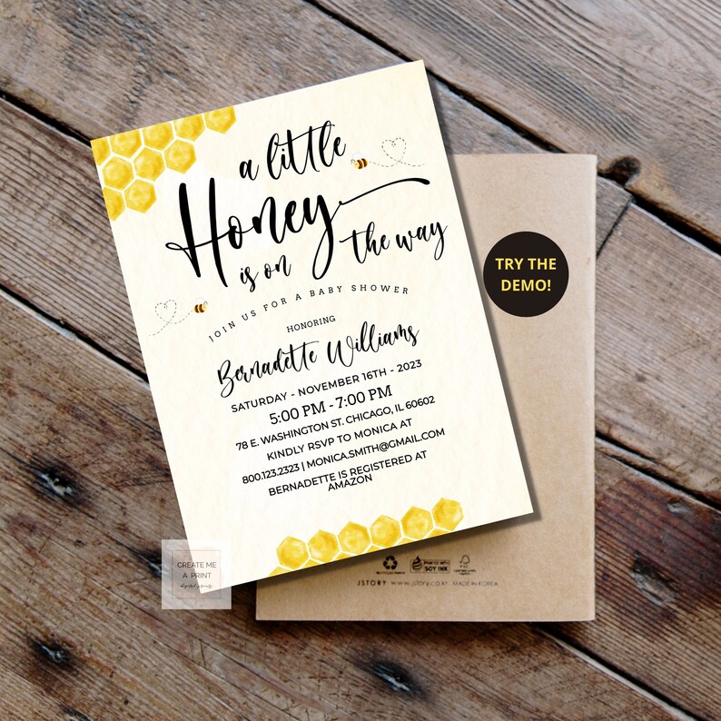 Editable Bee Baby Shower Invitation Template Bee Baby Shower - Etsy