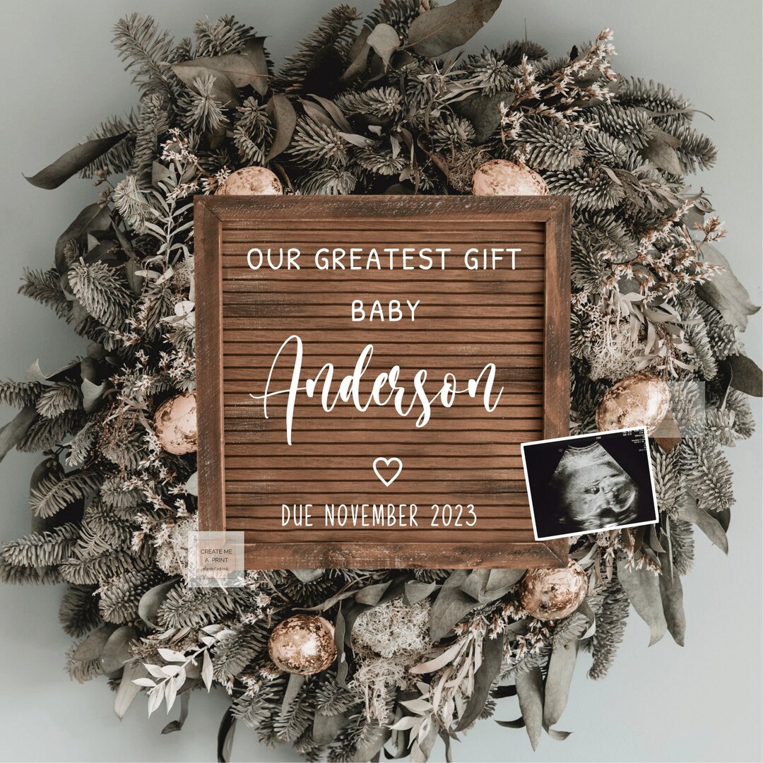 Winter Editable Pregnancy Announcement, Social Media Christmas Digital ...