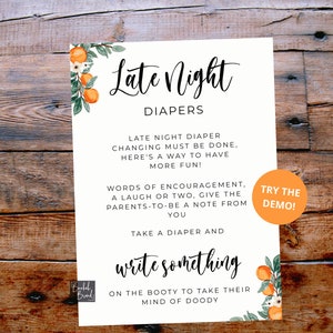 Late Night Diaper Printable Template, Printable Baby Shower Games ...