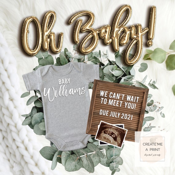 Oh Baby Sepia Eucalyptus Wreath Instant Access Editable | Etsy