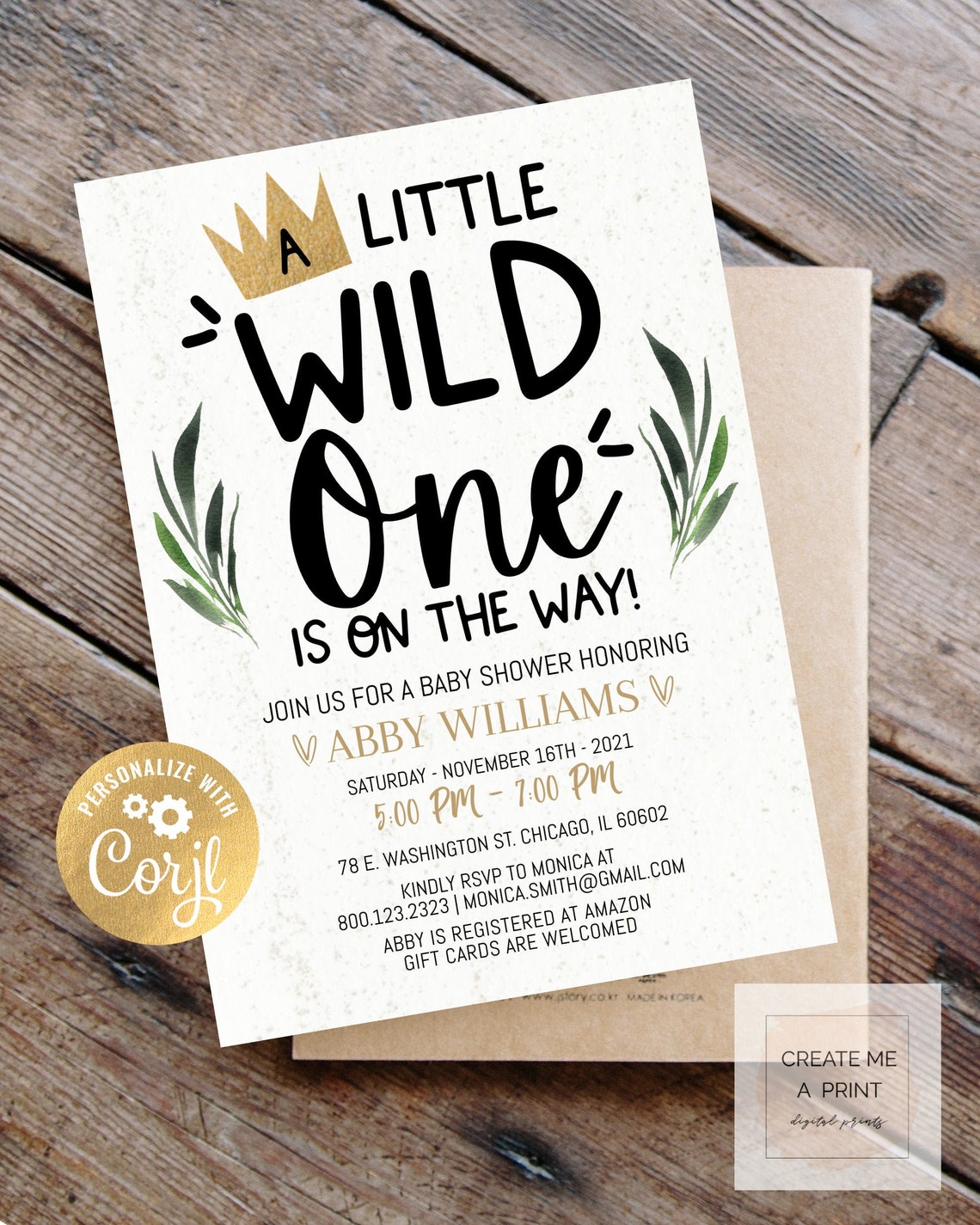 A Little Wild One Editable Baby Shower Invitation Wild One - Etsy