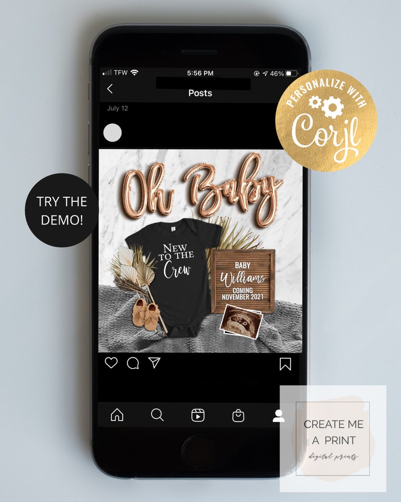 Boho Neutral Oh Baby Editable Digital Pregnancy - Etsy