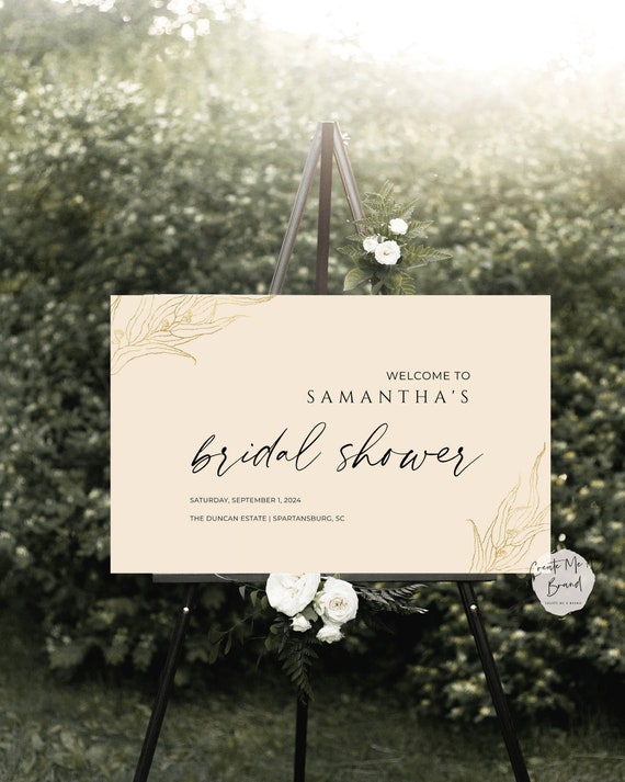 Welcome Sign Template Beige Boho Printable Shower Welcome - Etsy