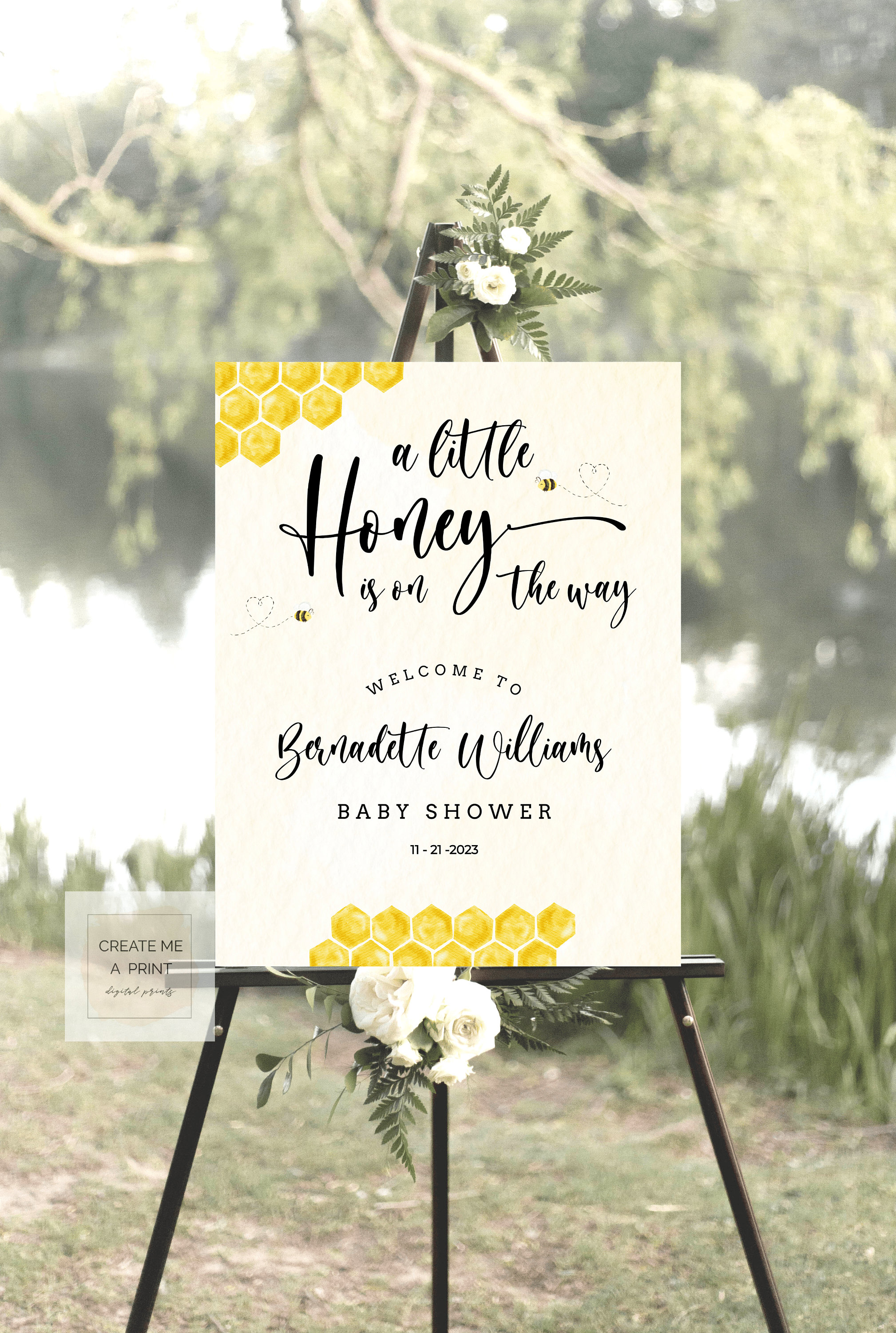 Welcome Sign Honey Bee A Little Honey is on the Way Template - Etsy