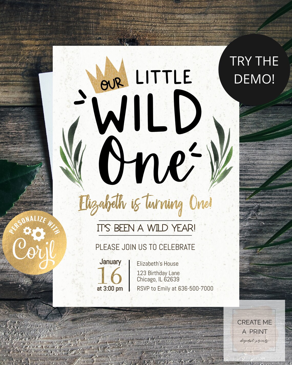 Editable Our Little Wild One Birthday Invitation Wild | Etsy