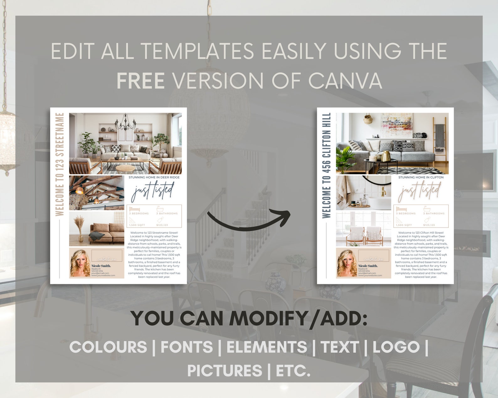 5 Classic Real Estate Feature Sheet Template Bundle Real Estate Listing ...