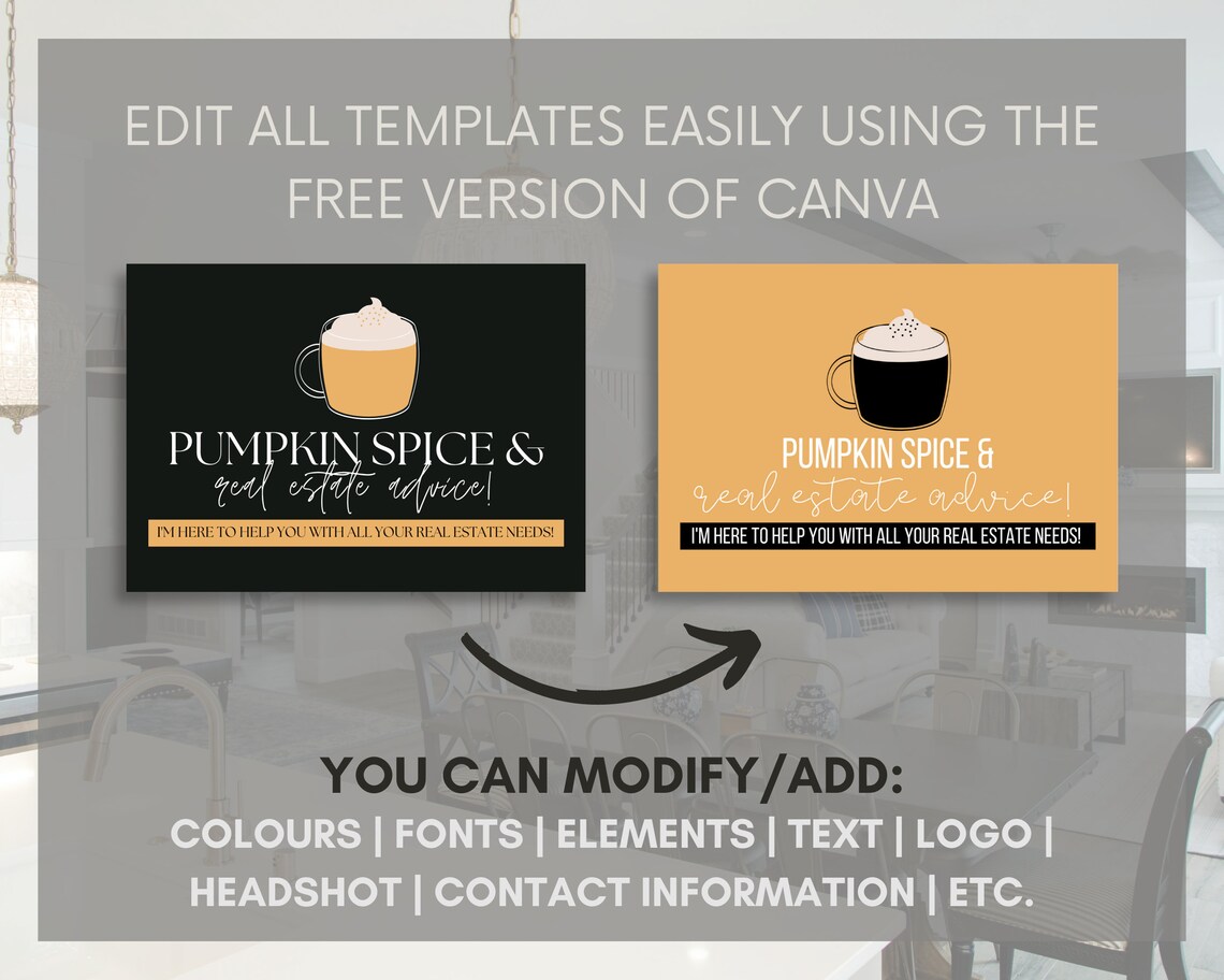 Pumpkin Spice & Real Estate Advice Postcard | Fall Real Estate ...