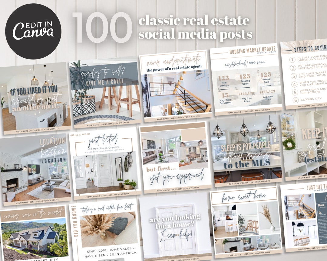 100 Classic Real Estate Social Media Posts | Modern Real Estate Posts ...