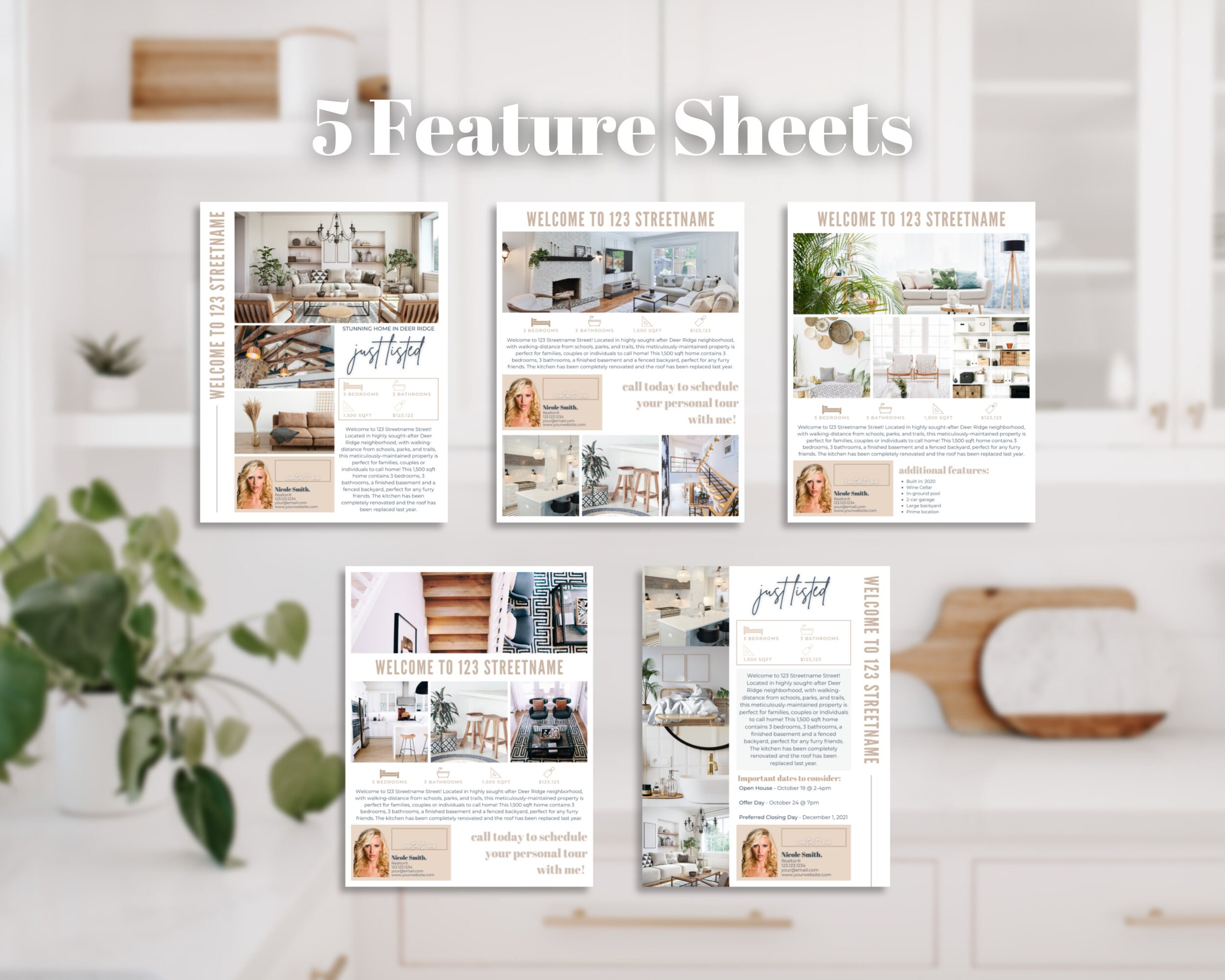 5 Classic Real Estate Feature Sheet Template Bundle Real - Etsy
