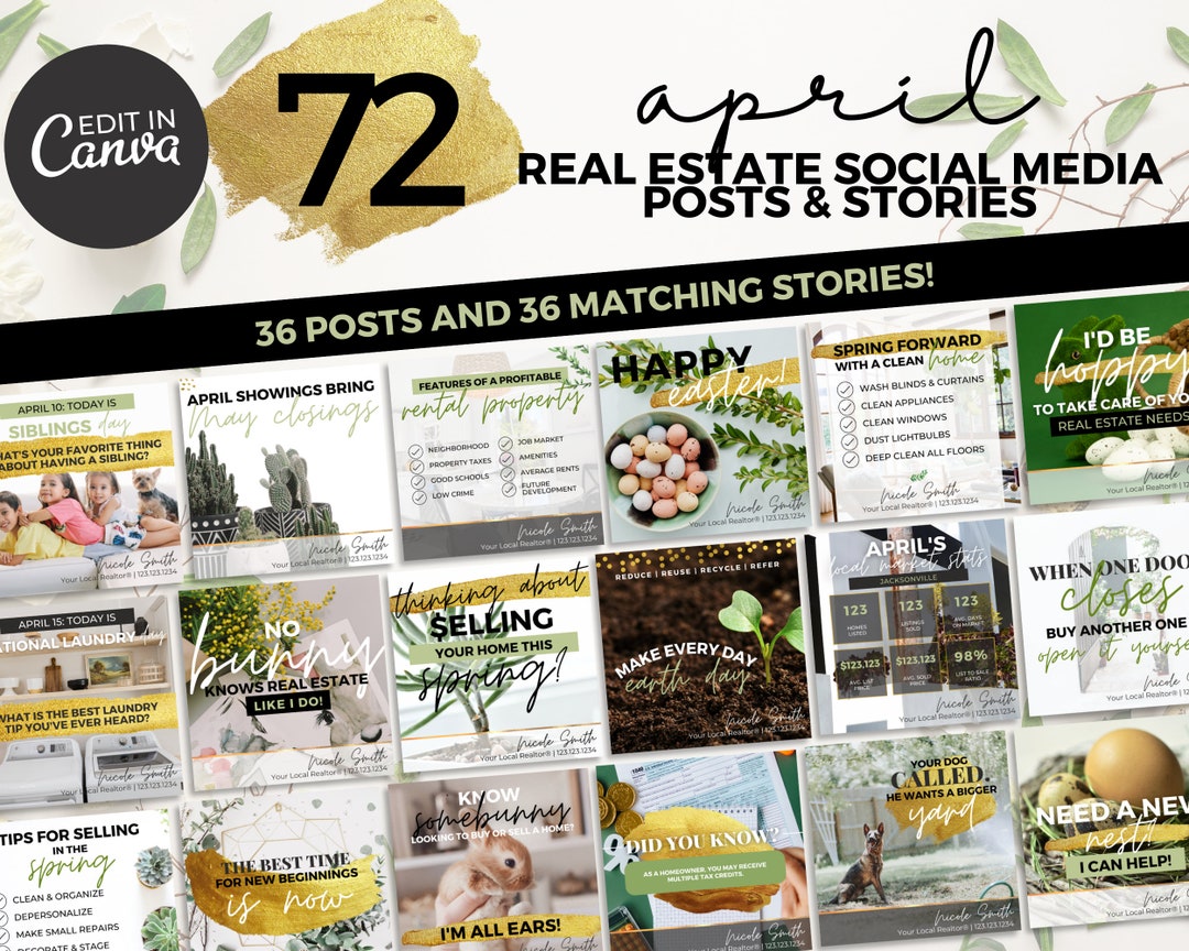 April Social Media Posts & Matching Stories | Spring Real Estate Social ...