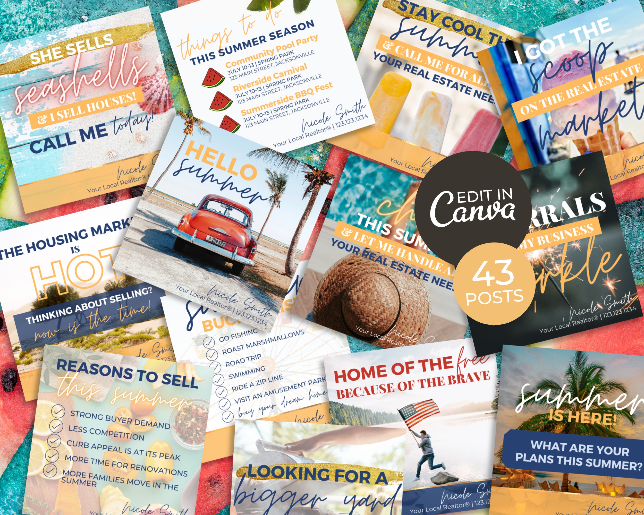 43 Summer Real Estate Social Media Posts | June July August Real Estate ...