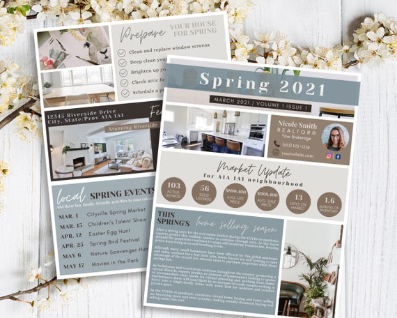 Real Estate Spring Newsletter Template Spring 2021 | Etsy