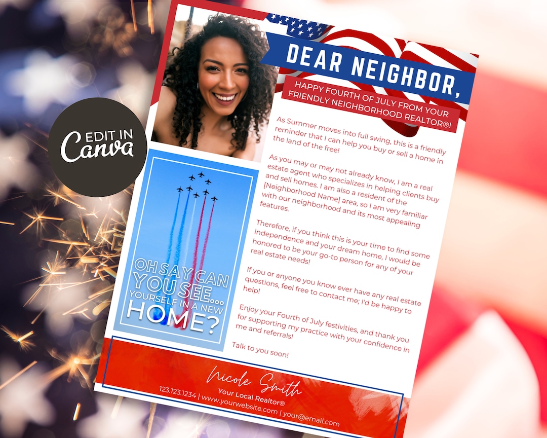 July Real Estate Prospecting Letter | Fourth of July Real Estate ...