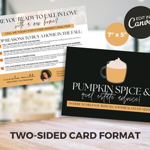 Pumpkin Spice & Real Estate Advice Postcard | Fall Real Estate ...