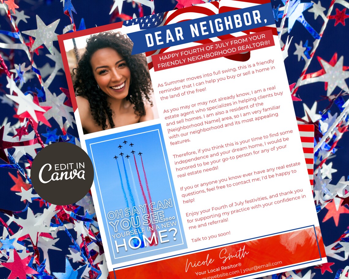 July Real Estate Prospecting Letter | Fourth of July Real Estate ...