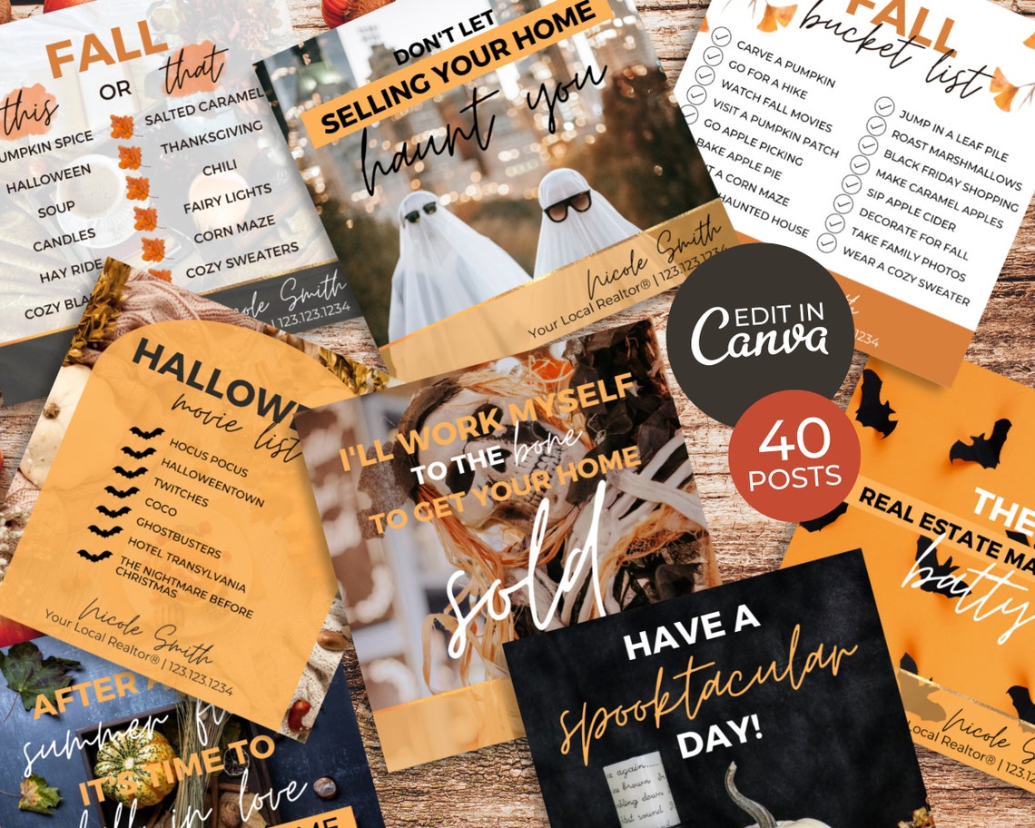 40 Fall Real Estate Social Media Posts September October - Etsy