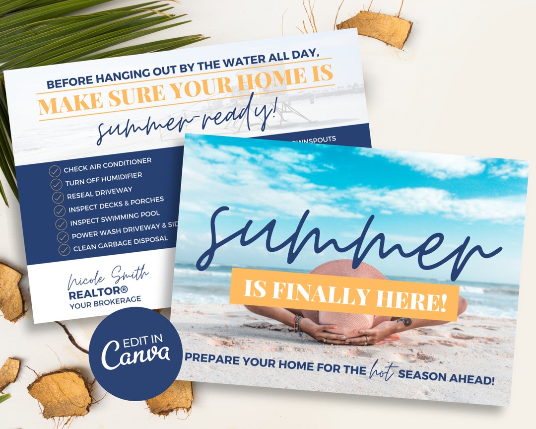 Real Estate Summer Home Maintenance Tips Card | Real Estate Summer Card ...