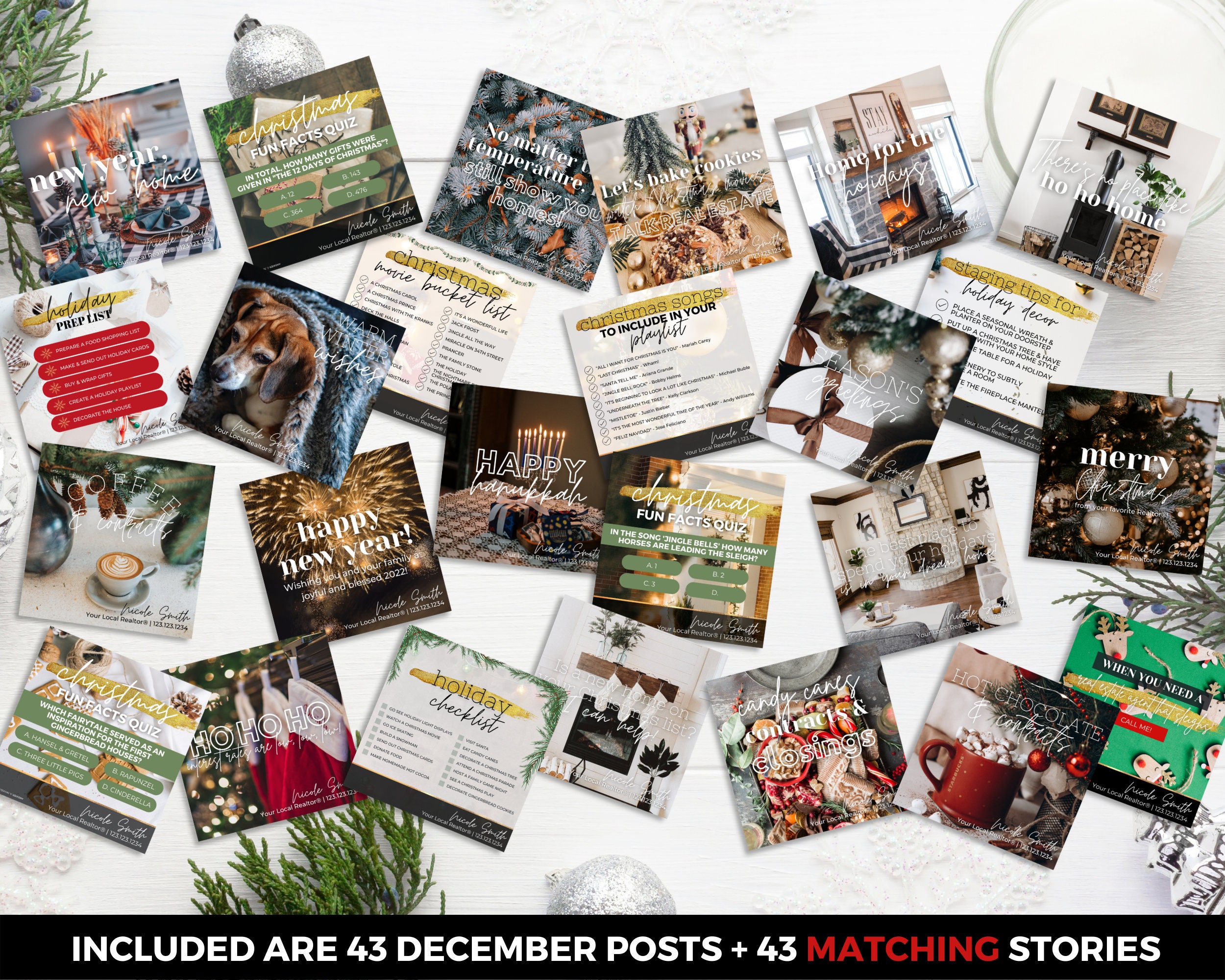 December Social Media Posts & Matching Stories, Holidays Winter Real ...
