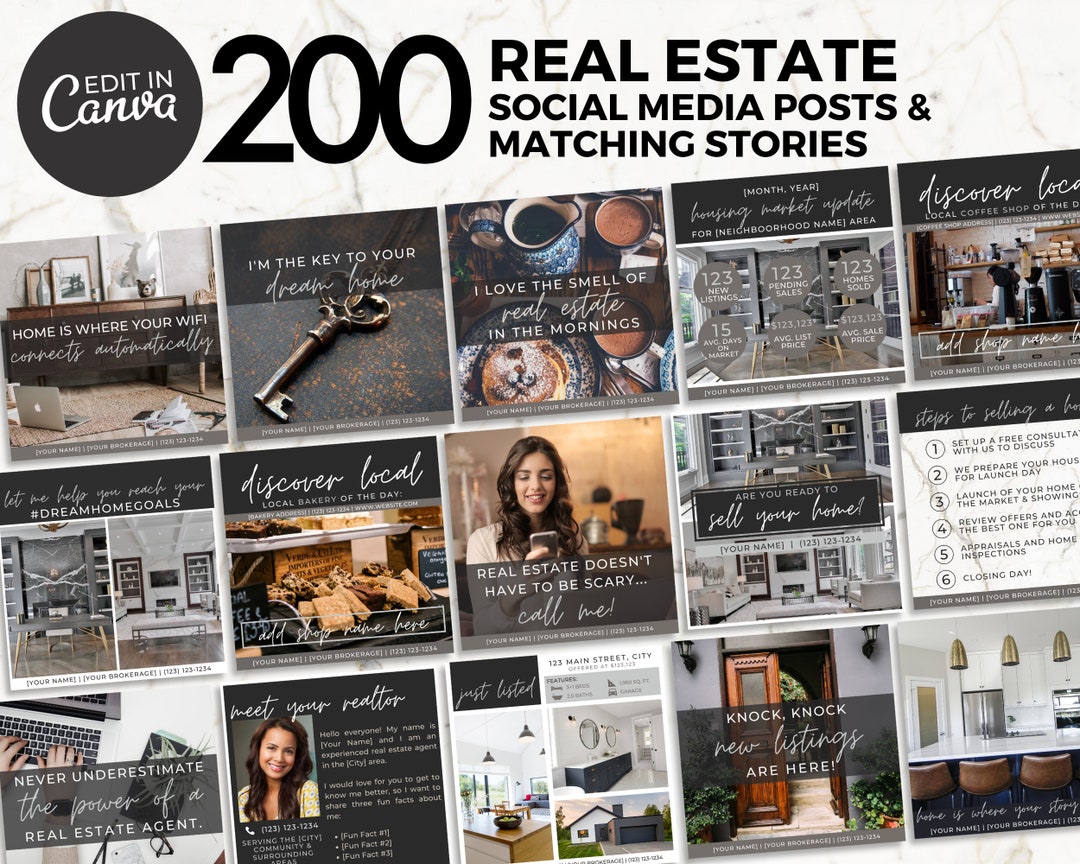 200 Modern Real Estate Social Media Posts & Social Media Stories | Real ...