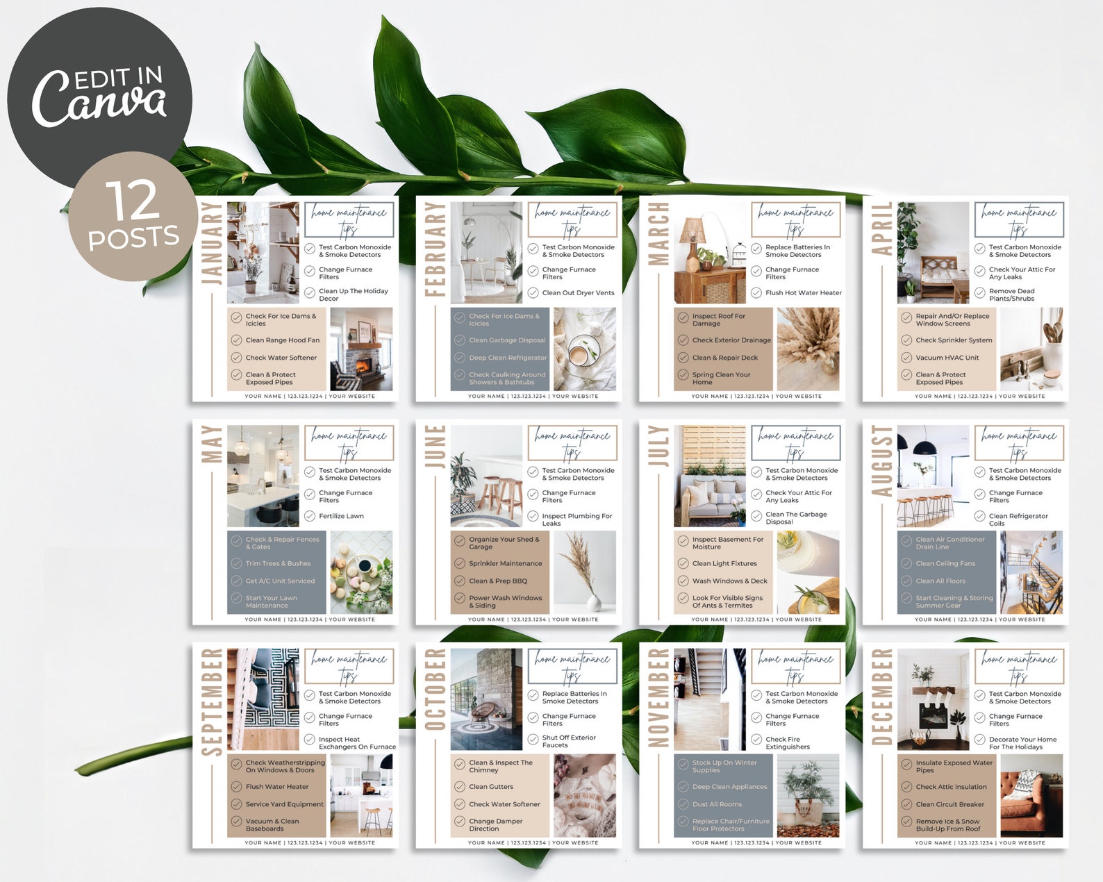 12 Monthly Home Maintenance Tips Social Media Posts | Real Estate ...