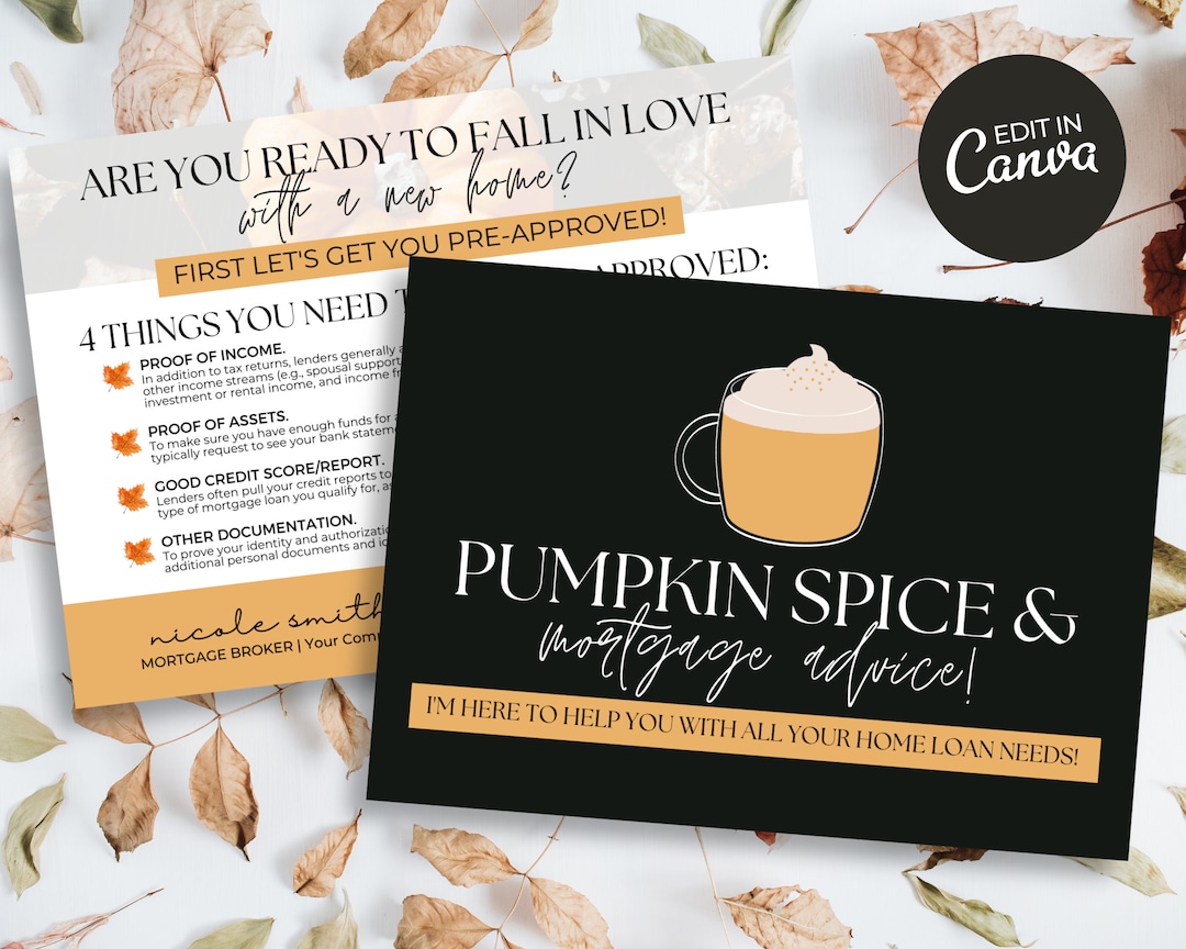 Pumpkin Spice & Mortgage Advice Fall Postcard | Fall Mortgage Postcard ...