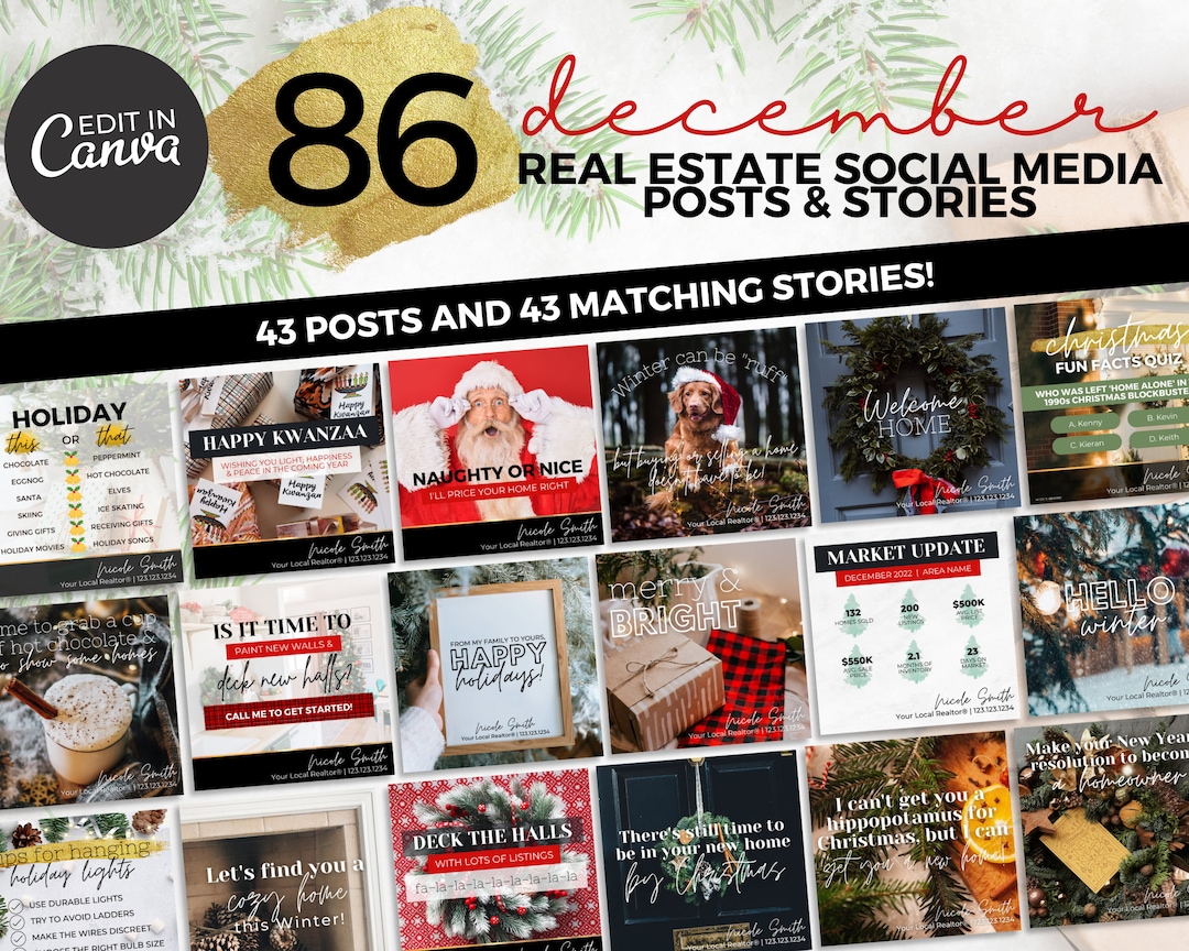 December Social Media Posts & Matching Stories, Holidays Winter Real ...
