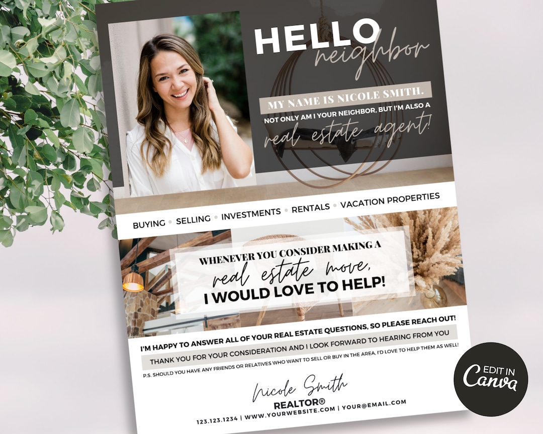 Hello Neighbor Agent Introduction Letter | Real Estate Introduction ...