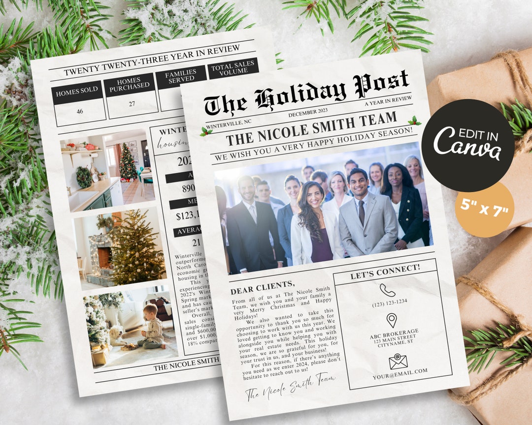 The Holiday Post Newspaper Real Estate TEAM Christmas Card | Client ...