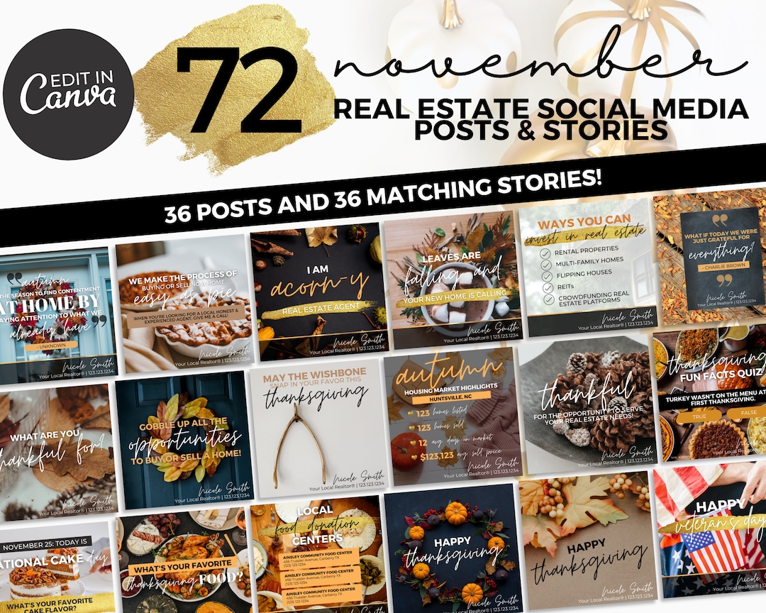 November Real Estate Social Media Posts & Matching Stories | Fall Real ...