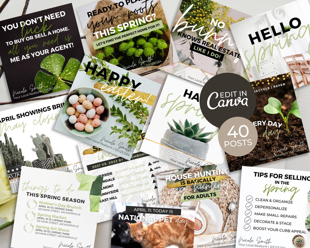 40 Spring Real Estate Social Media Posts | March, April, May Real ...