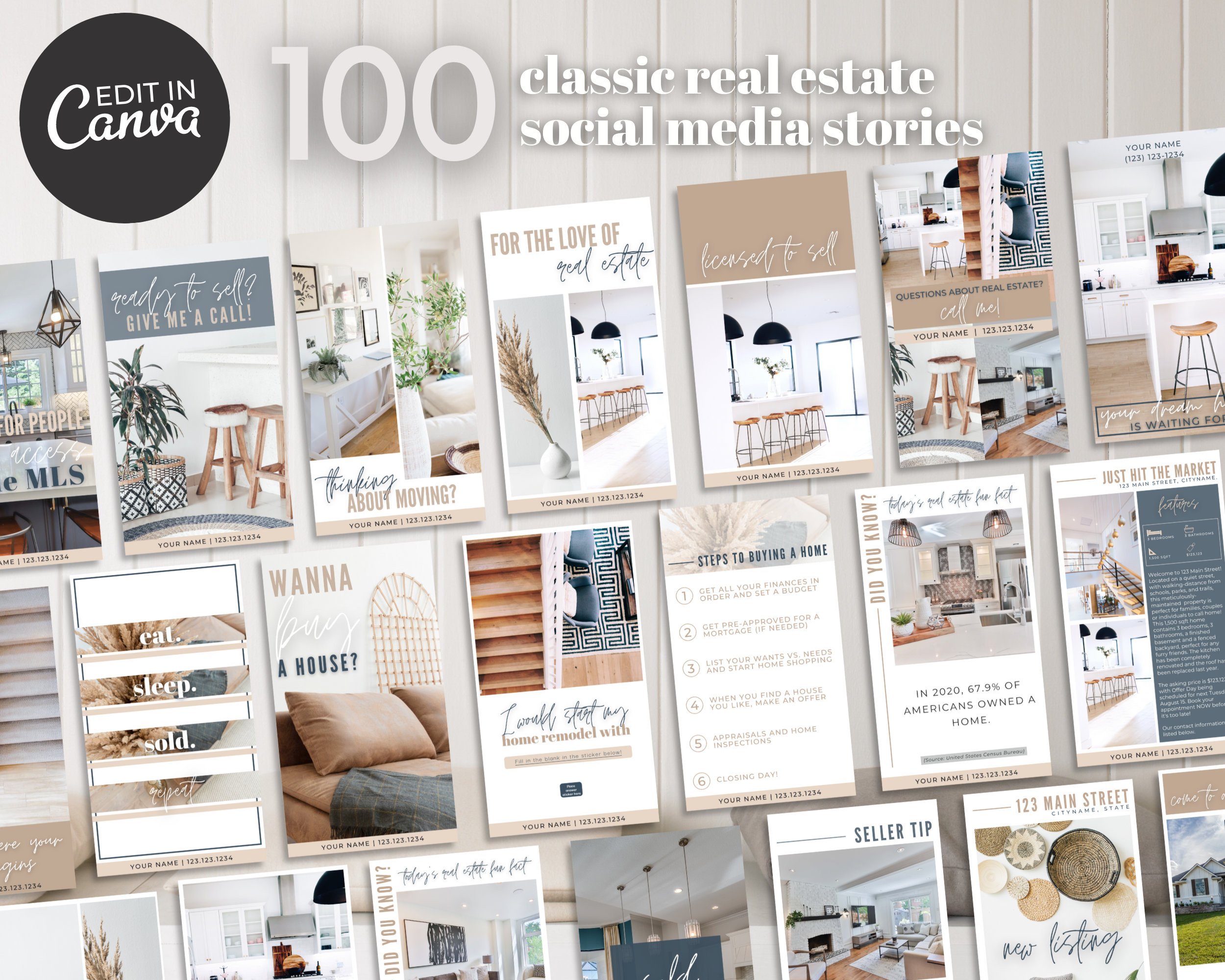 100 Classic Real Estate Social Media Stories Modern Real | Etsy