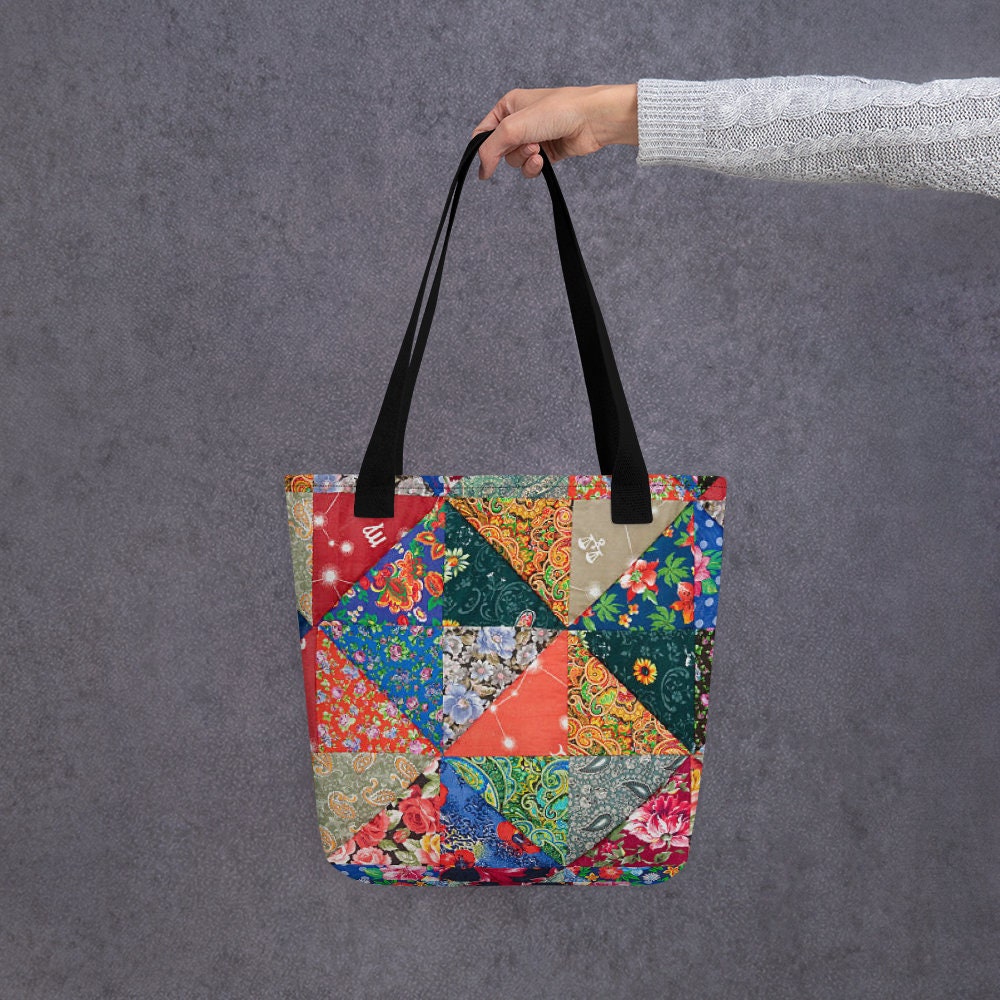 Quilted Tote Bag Patchwork Beach Bag Travel Bag - Etsy