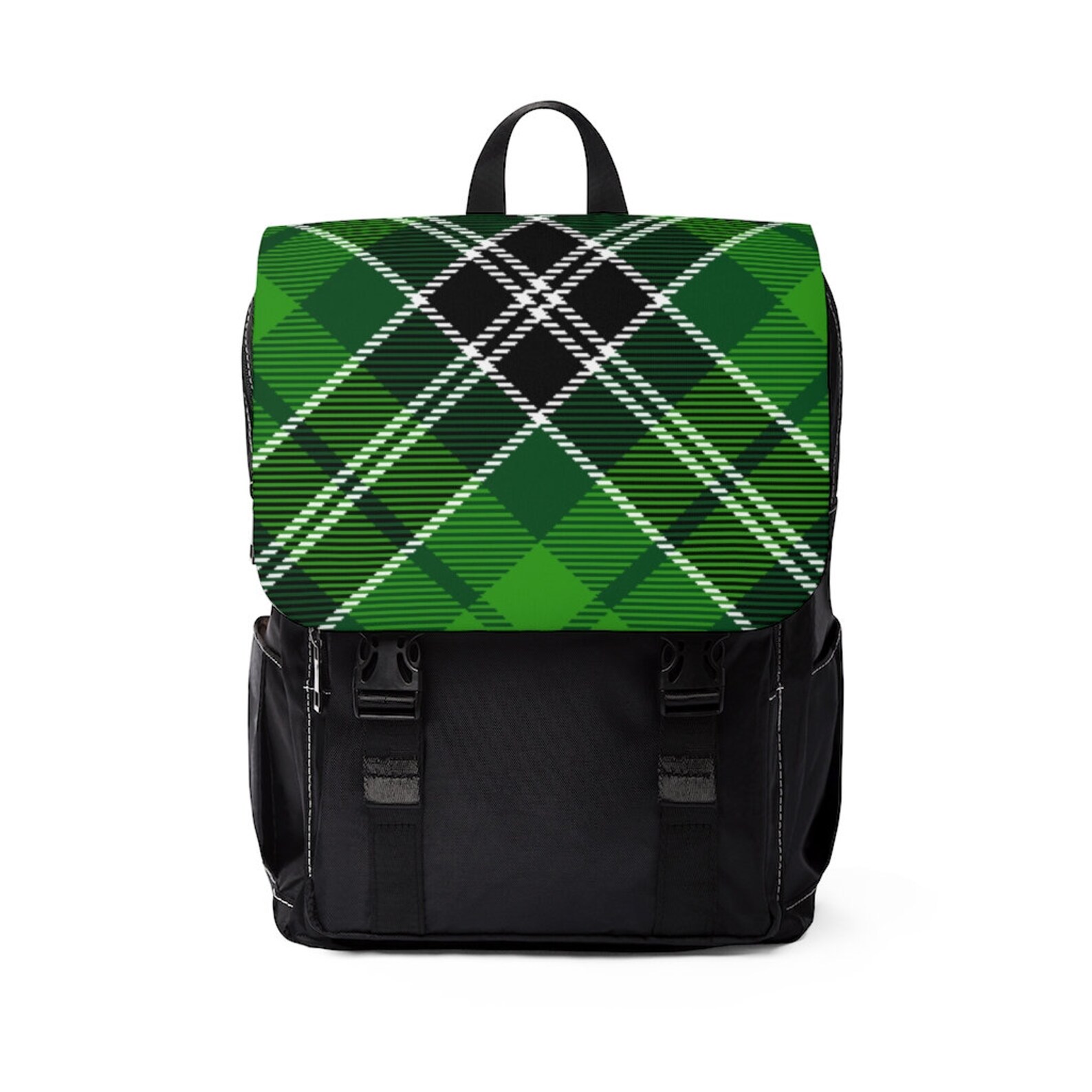 Green, Plaid, Unisex Casual Shoulder Backpack, Book Bag, Back to School ...