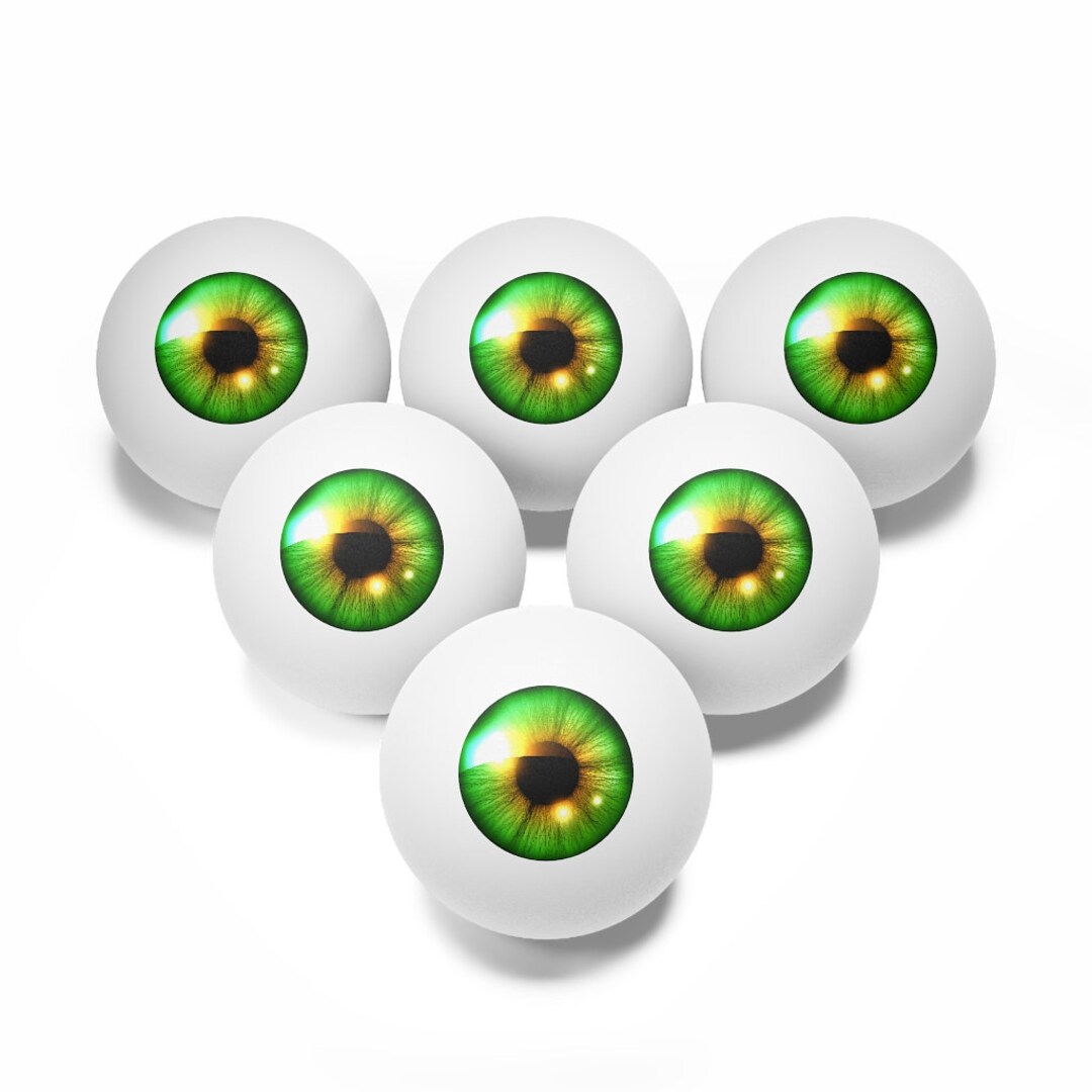 Ping Pong Balls, a Set of 6pcs, Eyeball Ping Pong Set, Green Eye Ball ...