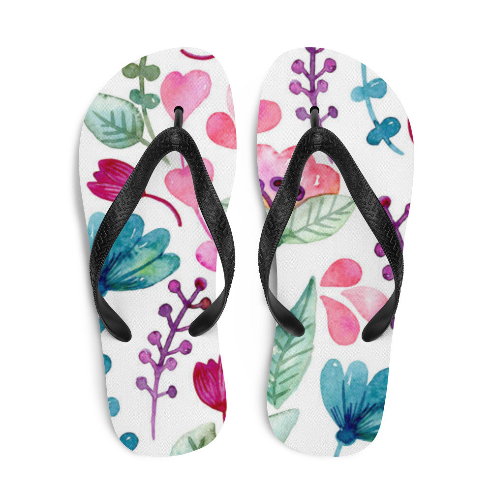 Flip-flops, Summer Shoes, Beachwear, Footwear, Flowers, Leaves, Plants ...