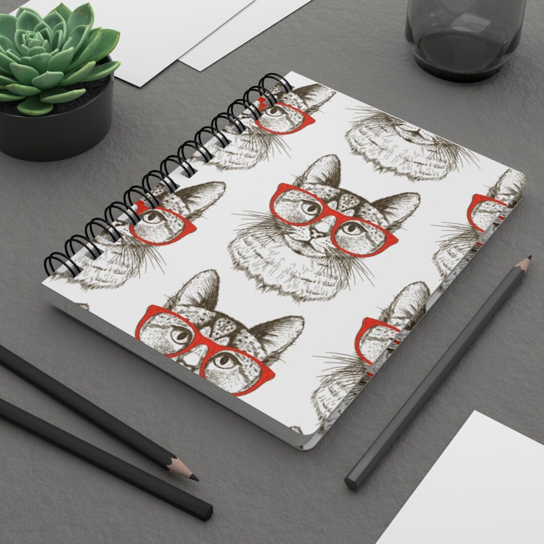 Spiral Bound Journal, Chats, chats en lunettes, Carnet drôle, chat de ...
