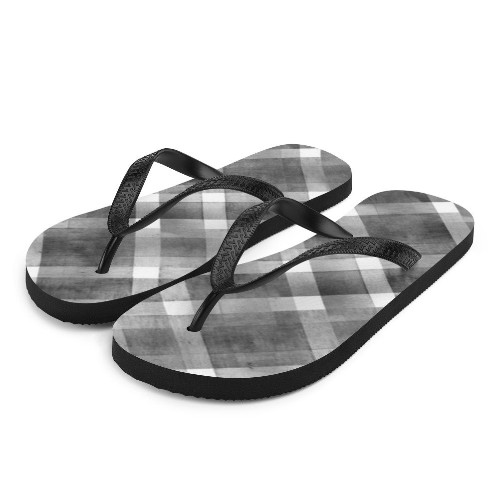 Plaid, Black and Gray, Flip-flops, Summer, Sand, Mom Gift, Beach Wear ...